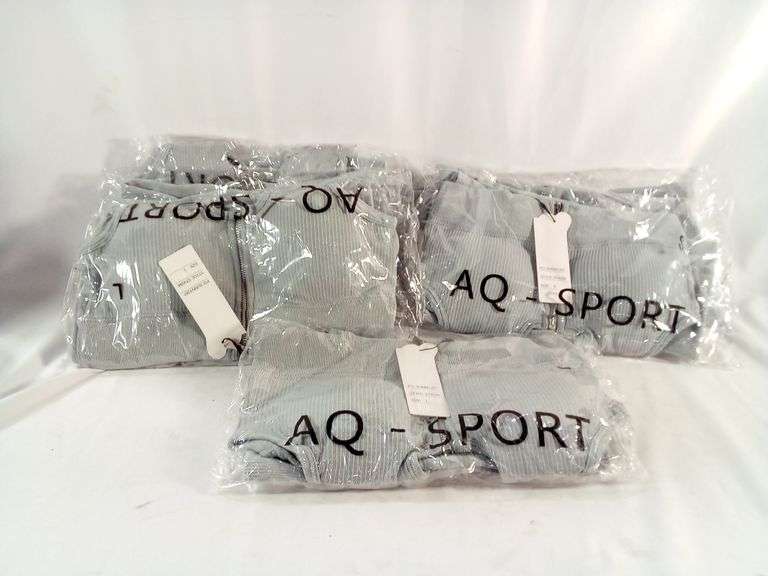 Assortment of 6 AQ-Sport Women's Ribbed Zip Front Closure Sports Bras ...