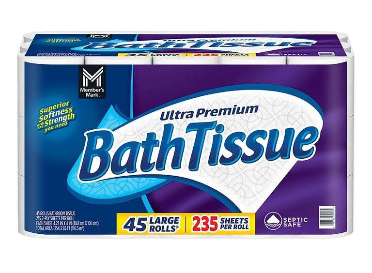 Member's Mark Ultra Premium Bath Tissue – 45 Large Rolls, 2-Ply 235 ...