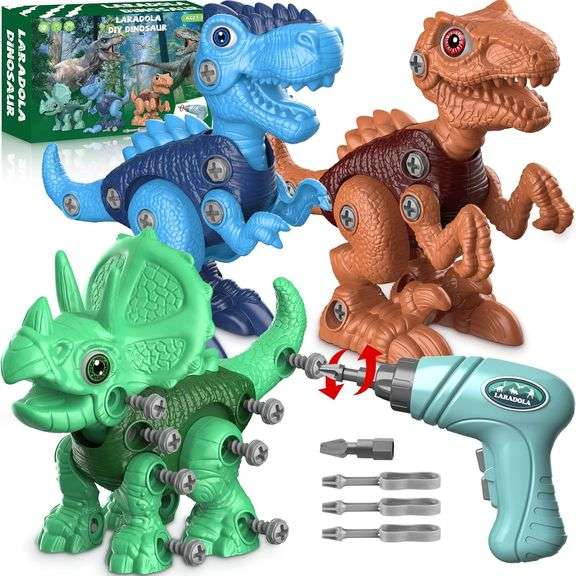 Laradola DIY Dinosaur - Build & Take Apart, Set of 3 dinosaurs, STEM ...