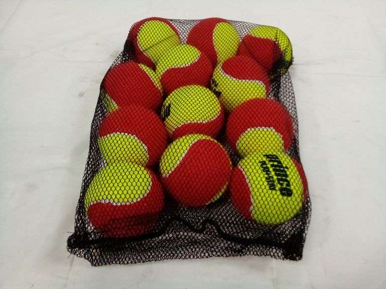 Lot of 12 Prince Play+Stay Tennis Balls – Red/Yellow - Dutch Goat