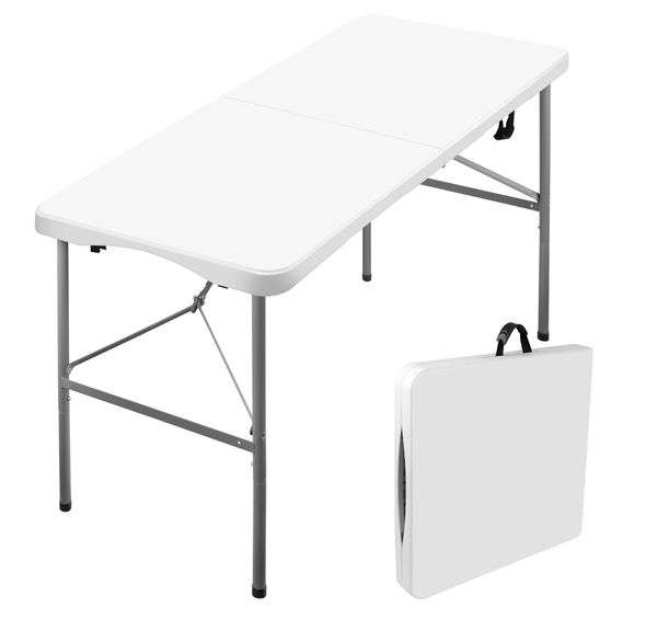 Portable Folding Plastic Table – White 4ft FW2401 - Dutch Goat