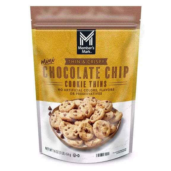 Members Mark Thin & Crispy Mini Chocolate Chip Cookie Thins – 16 oz Bag ...