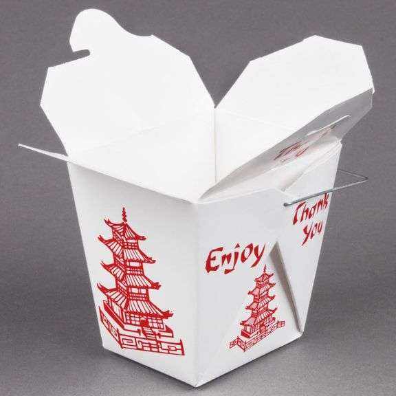 Fold-Pak Pagoda Asian Paper Take-Out Container w/Wire Handle, Pint #16 ...