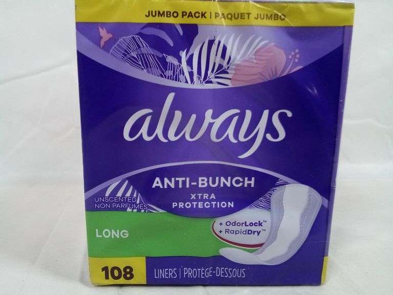 Always, Anti Bunch Daily Long Liners Jumbo Pack, Unscented, 108 Count ...