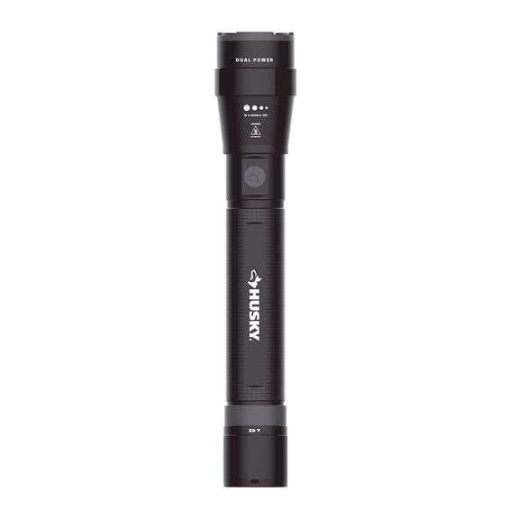 Husky Dual Power LED Rechargeable Flashlight – Black 5000 Lumens ...