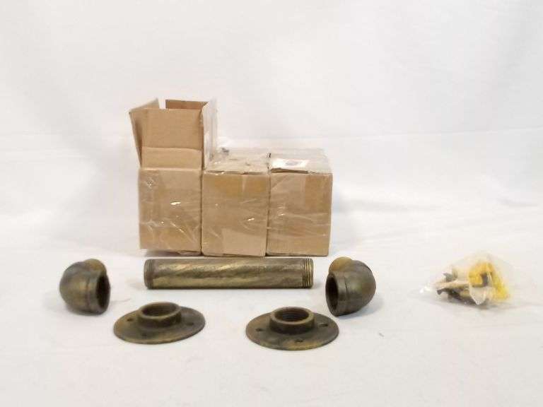 Lot of 3 Pipe Rustic Brass Barn Door Handle - Dutch Goat