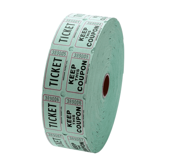 Double Stub Green Raffle Tickets Roll - Dutch Goat