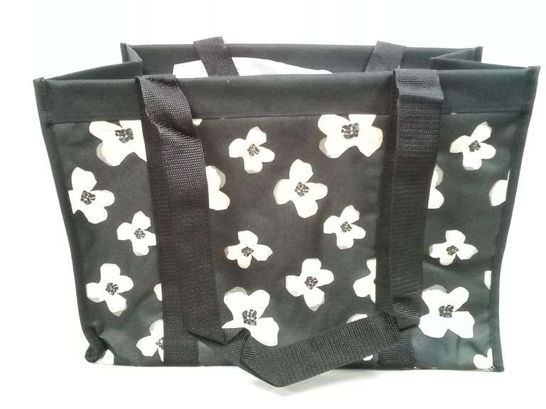 Thirty One White Floral Handbag, Black - Dutch Goat