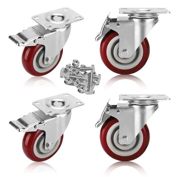 PRITEK, Swivel Caster Wheels, Heavy Duty Rubber, 4" - Dutch Goat
