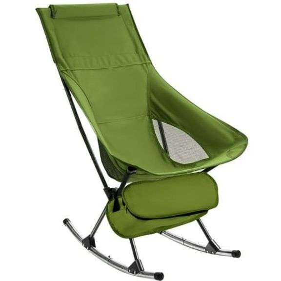 Vecukty Foldable High Back Rocking Camping Chair – Green 165 lbs ...