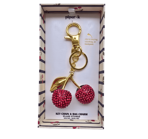 Piper K Glass Stones Key Chain & Red Cherry Bag Charm - Dutch Goat