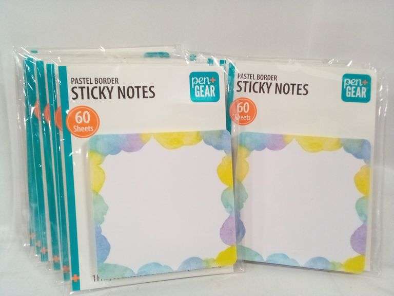 Lot of 12 Pen+Gear Pastel Border Sticky Notes – 60-Sheets/Pack - Dutch Goat